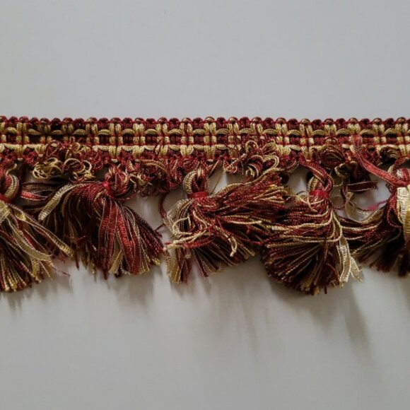 Office | Vintage Fringe Maroon Gold 59 Long By 3 Wide | Poshmark